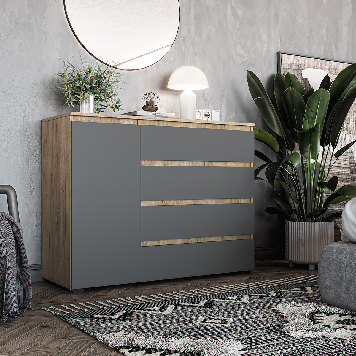 Комод Грейд (1Д4Ш) Yasn_Ukraine (ДУБ КРАФТ ЗОЛОТИЙ/ГРАФІТ) (00-00018465 ...