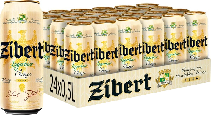 Упаковка пива Zibert світле фільтроване 4.4% 0.5 л х 24 шт ...