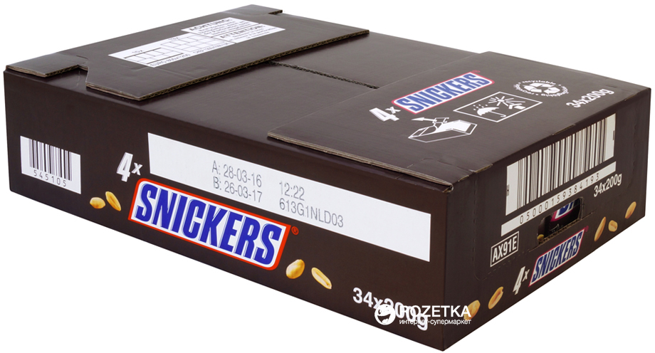 Упаковка батончиков Snickers Multipack 34 шт x 200 г (5000159384193 ...