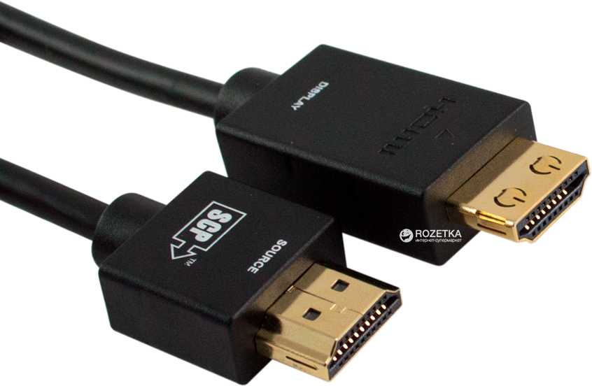 Кабель SCP 940-3 HDMI to HDMI Ultra Slim 1 м UltraHD 4K Black PVC ...