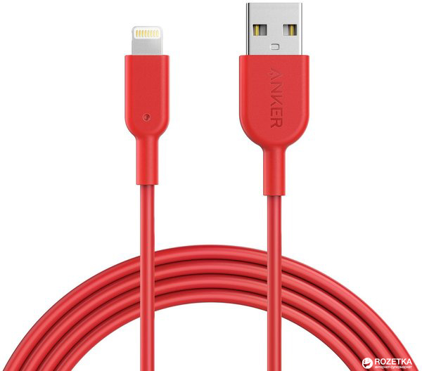 Кабель Anker PowerLine II Lightning-USB 1.8 м V3 Red (A8433H91 ...