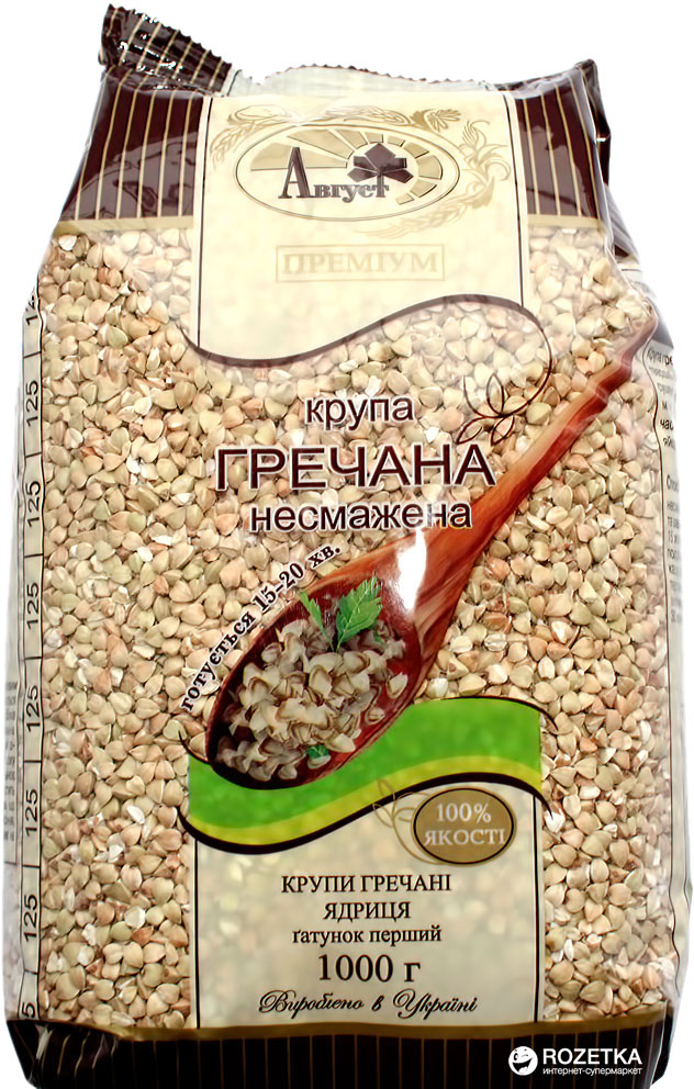 Крупа гречневая Август зеленая ядрица 1 кг (4820019601151) – купить по ...