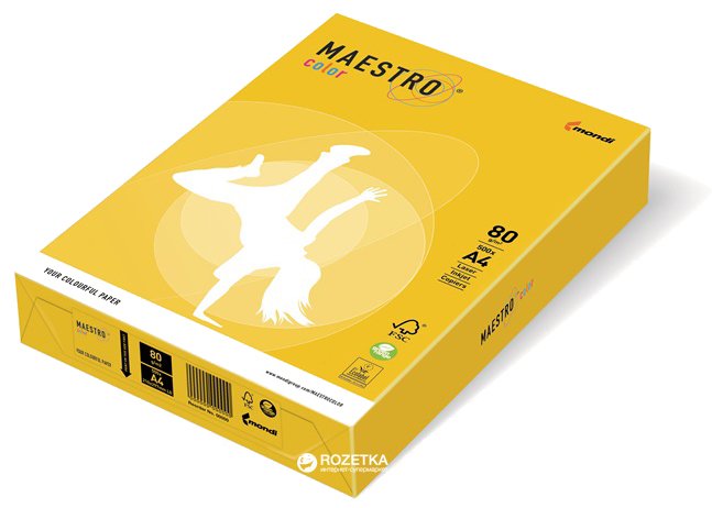 Бумага офисная цветная Maestro Color А4 80 г/м2 IG50 500 листов Светло ...