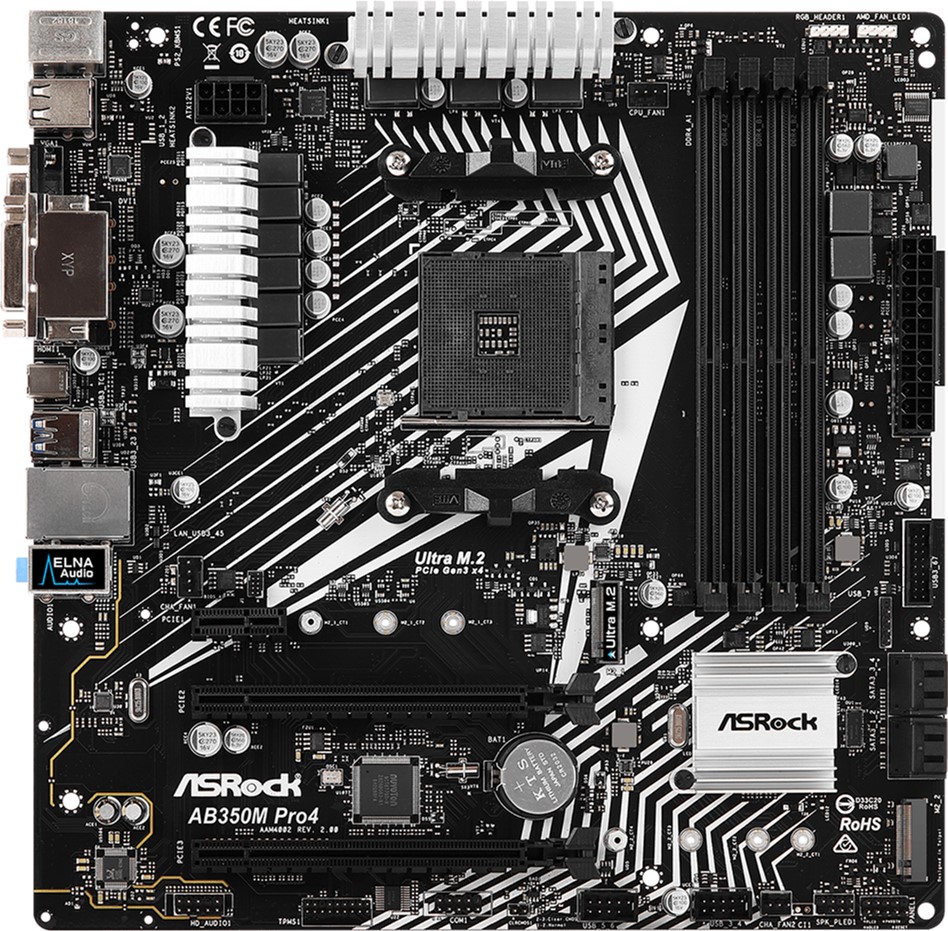 Материнська плата ASRock AB350M Pro4 R2.0 (sAM4, AMD B350, PCI-Ex16 ...