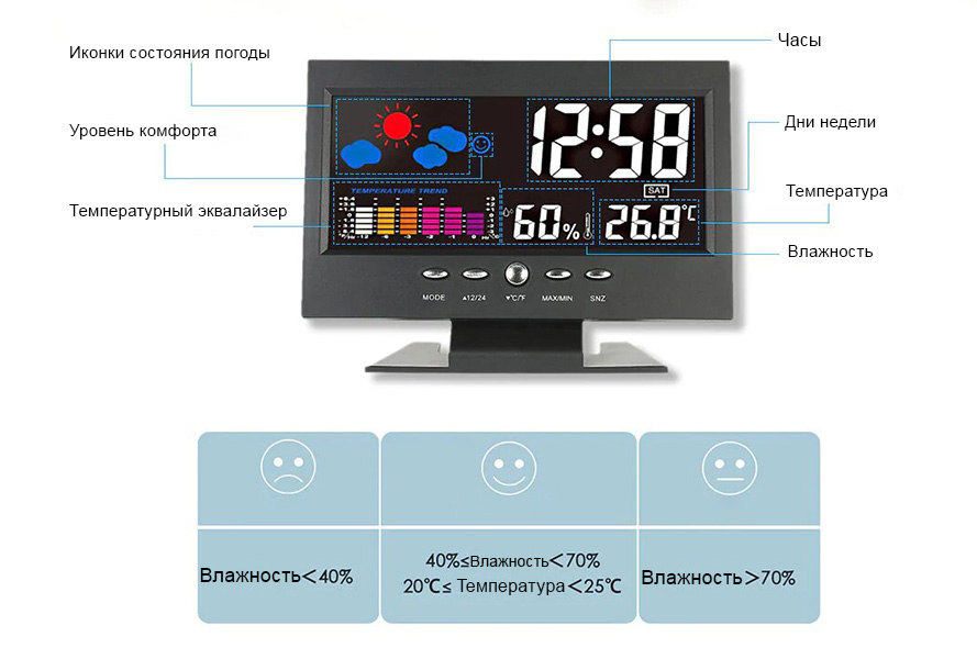 Метеостанция Protech Color Screen Calendar CJ8082T Black (PC-8082 ...