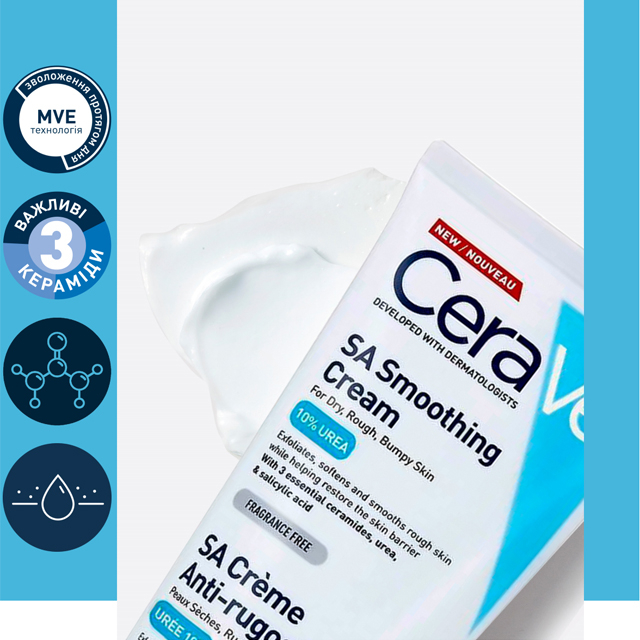 Пом'якшувальний крем CeraVe для сухої, загрубілої та нерівної шкіри ...